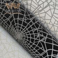 China Black White Spider Net Pattern PU Leather Material for Football faux leather fabric by the yard for sale