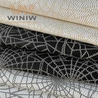 China Black White Spider Net Pattern PU Leather Material for Football faux leather fabric by the yard for sale