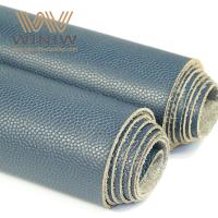China Navy Blue Faux Embossed Leather Fabric professional supply 	material pu leather for sale