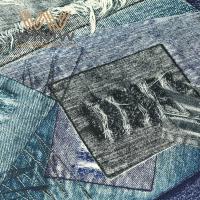 China Jeans Pattern Faux Leather Embossed Fabric For Garments Pu Coated Leather for sale