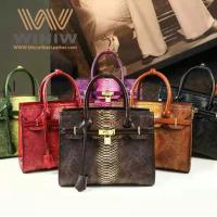 China Elegant Brown Synthetic Crocodile Leather For Bags Better Products Reducing Waste for sale