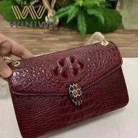 China Elegant Brown Synthetic Crocodile Leather For Bags Better Products Reducing Waste for sale