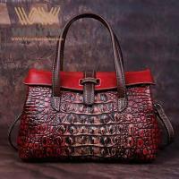 China Elegant Brown Synthetic Crocodile Leather For Bags Better Products Reducing Waste for sale