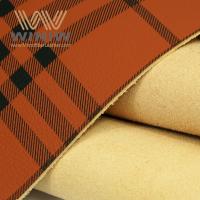 China Animal Rights Tartan Check 2mm Faux Leather For Furniture Faux Patent Leather Fabric for sale