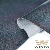China Blue Shiny Microfiber Patent Leather Fabric For Shoes for sale
