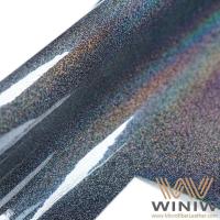 China Blue Shiny Microfiber Patent Leather Fabric For Shoes for sale