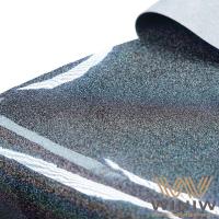 China Blue Shiny Microfiber Patent Leather Fabric For Shoes for sale