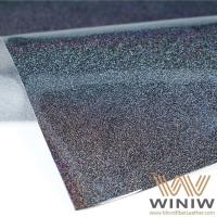 China Blue Shiny Microfiber Patent Leather Fabric For Shoes for sale