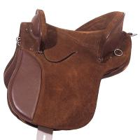 China Chocolate Color Faux Suede Microfiber Leather for Horse Saddles for sale