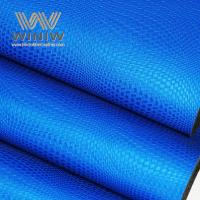 China Blue Faux PU Leather Microfiber Shoes Upper Material for sale