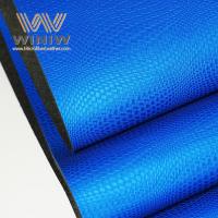 China 0.8mm Thickness Blue Vegan PU Micro Leather Shoe Upper Material for sale