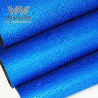 China 0.8mm Thickness Blue Vegan PU Micro Leather Shoe Upper Material for sale