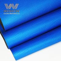 China 0.8mm Thickness Blue Vegan PU Micro Leather Shoe Upper Material for sale