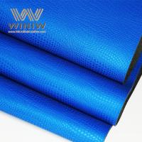 China 0.8mm Blue Microfiber Artificial PU Leather Shoes Upper Leather for sale