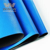 China 0.8mm Blue Microfiber Artificial PU Leather Shoes Upper Leather for sale