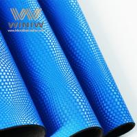 China 0.8mm Blue Microfiber Artificial PU Leather Shoes Upper Leather for sale
