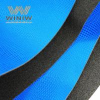 China Blue Microfiber Artificial Leather Upper Material Footwear Making Leather for sale