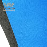 China Blue Micro Upper Leather Fabric Faux Upper Leather Shoes Material for sale
