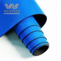 China 0.8mm Blue Artificial Vegan Leather Micro PU Upper Material For Shoe for sale