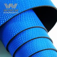 China 0.8mm Blue Artificial Vegan Leather Micro PU Upper Material For Shoe for sale