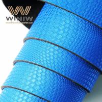 China 1.4mm Thick Blue Retro PU Leather Micro Shoes Upper Making Leather for sale
