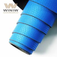 China 1.4mm Thick Blue Retro PU Leather Micro Shoes Upper Making Leather for sale