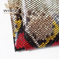 China Snake Pattern Microfiber PU Synthetic Material Bags Upper Making Leather Fabric for sale