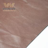 China Brown Color Micro Faux Leather Vegan Leather Fabric Garments Material for sale