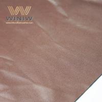 China Brown Color Micro Faux Leather Vegan Leather Fabric Garments Material for sale