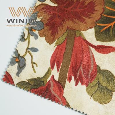 China Flower Pattern Micro Fiber PU Imtation Leather Sofa Cover Fabric Material for sale