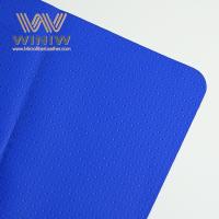 China Blue Micro Fiber PU Coated Leather Vegan Materials For Football for sale