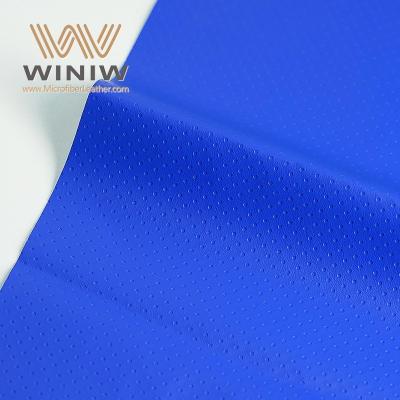 China Blue Micro Fiber PU Coated Leather Vegan Materials For Football for sale