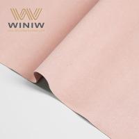 China 0.4mm Pink Microsuede Vegan Suede Fabric PU Artificial Leather For Show Cases for sale