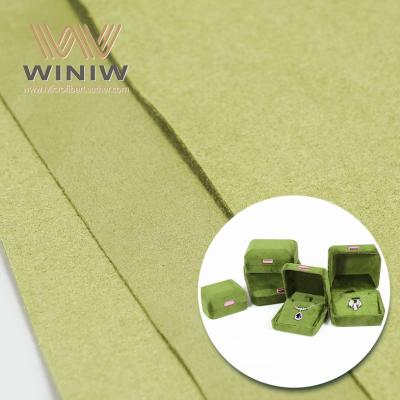 China High Elastic Green Microsuede PU Synthetic Leather Show Cases Material for sale