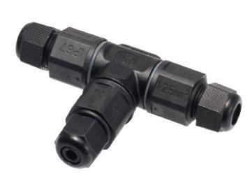 China IP67 Waterproof Electrical Cable Connector 450V 24A Tee Joint for sale