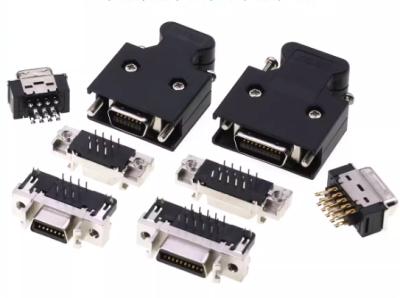 China Gold Tin Plated MDR/SCSI Connector with 500V Voltage Rating for Industrial Automation Servo Motors for sale