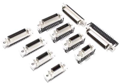 China MDR SCSI 1000V Voltage Rating Servo Motor Connector with Right Angle and Straight Pin and Silver Gold Plated Contacts for sale
