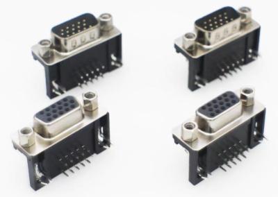 China DR9/15/25/37 DB male/female, solder PCB mount, 90-degree bent pin, serial VGA connector for sale