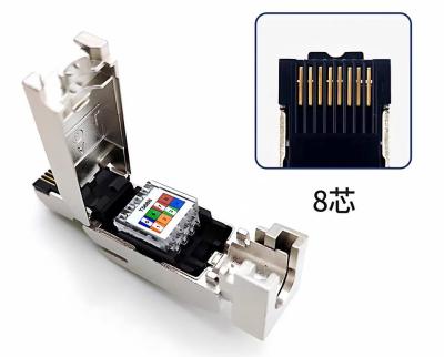 China Compatible RJ45 Profinet Industrial Network Cable Connector with 4-core and 8-core Options and 1000V Voltage Rating Featuring Silver and Gold Plated Pins for sale