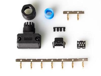 China 4-Pin Servo Motor Connector with Crimp/Solder Termination and Silver/Gold Plated Contacts for sale