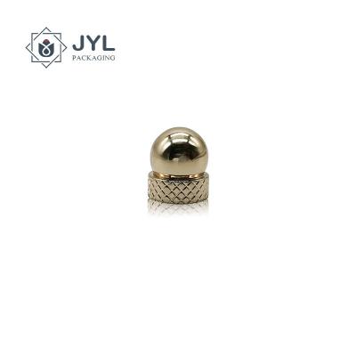 China Zinc Alloy Perfume Bottle Cap 24mm Round Heavy Metal Lid Custom Logo Electroplated Gold for sale