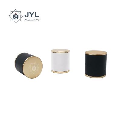 China OEM Luxury Zamac Perfume Cap with Leather Custom Text for European Brands 24mm for sale