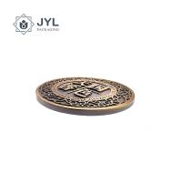 China Custom Embossed Zinc Alloy Metal Label Sticker 3mm Thickness Bronze Round Nameplate for sale