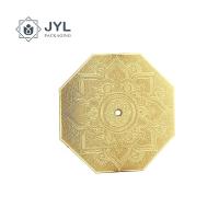 China Custom Stainless Steel Etching Metal Label Sticker Polygonal 3D Gold Foil for Wine Bottle for sale