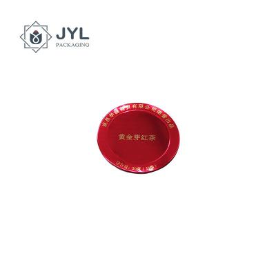China Custom Round Aluminum Metal Label Stickers Embossed Glossy Red Plate 1500 Pcs MOQ for sale