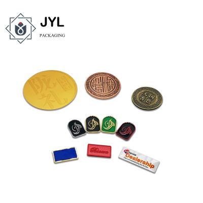 China Custom 4mm Thick Aluminum Metal Labels Stickers Adhesive Logo Printing for Bottle Plates Packaging for sale
