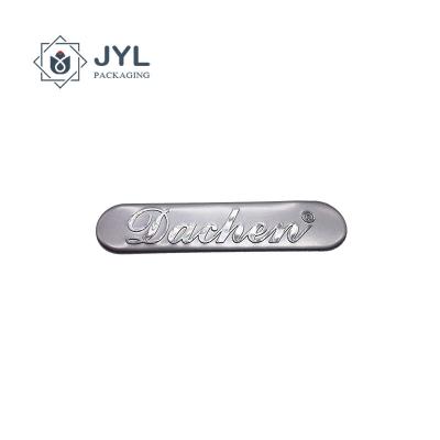 China Custom Matte Anodised Aluminum Sticker Labels 0.5mm Thick Oval Metal Brand Tags for sale