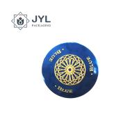 China Custom Aluminum Metal Round Label Stickers Emboss Glossy Blue Plate 1500 Pcs MOQ for sale