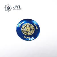 China Custom Aluminum Metal Round Label Stickers Emboss Glossy Blue Plate 1500 Pcs MOQ for sale