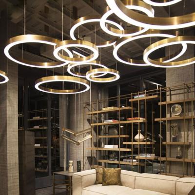 China 36 Watt Silver Integrated Domestic LED Lighting Circular Chandelier 24 In Dia.30/50/60/80/100cm for sale
